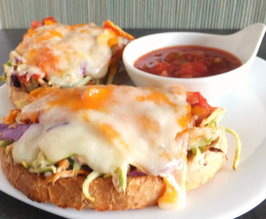Two Cheese Tuna Mexi-Melts With Broccoli Slaw
