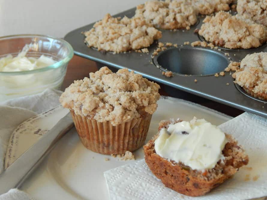 Mann's Morning Glory Crumb Muffins with Honey Orange Butter